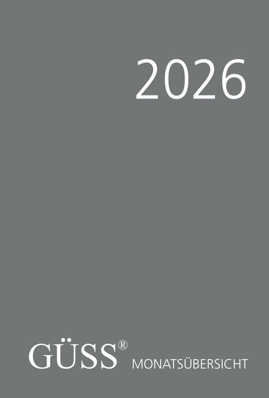 GÜSS Monatsübersicht DIN A5 - Softcover Grau | 2026 | 8000